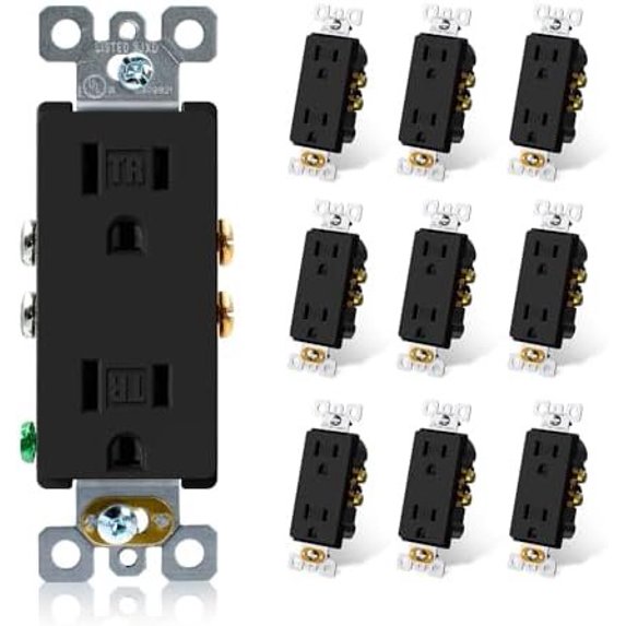 Matte Black Decorator Wall Receptacle Outlets, Tamper Resistant 15 Amp ...
