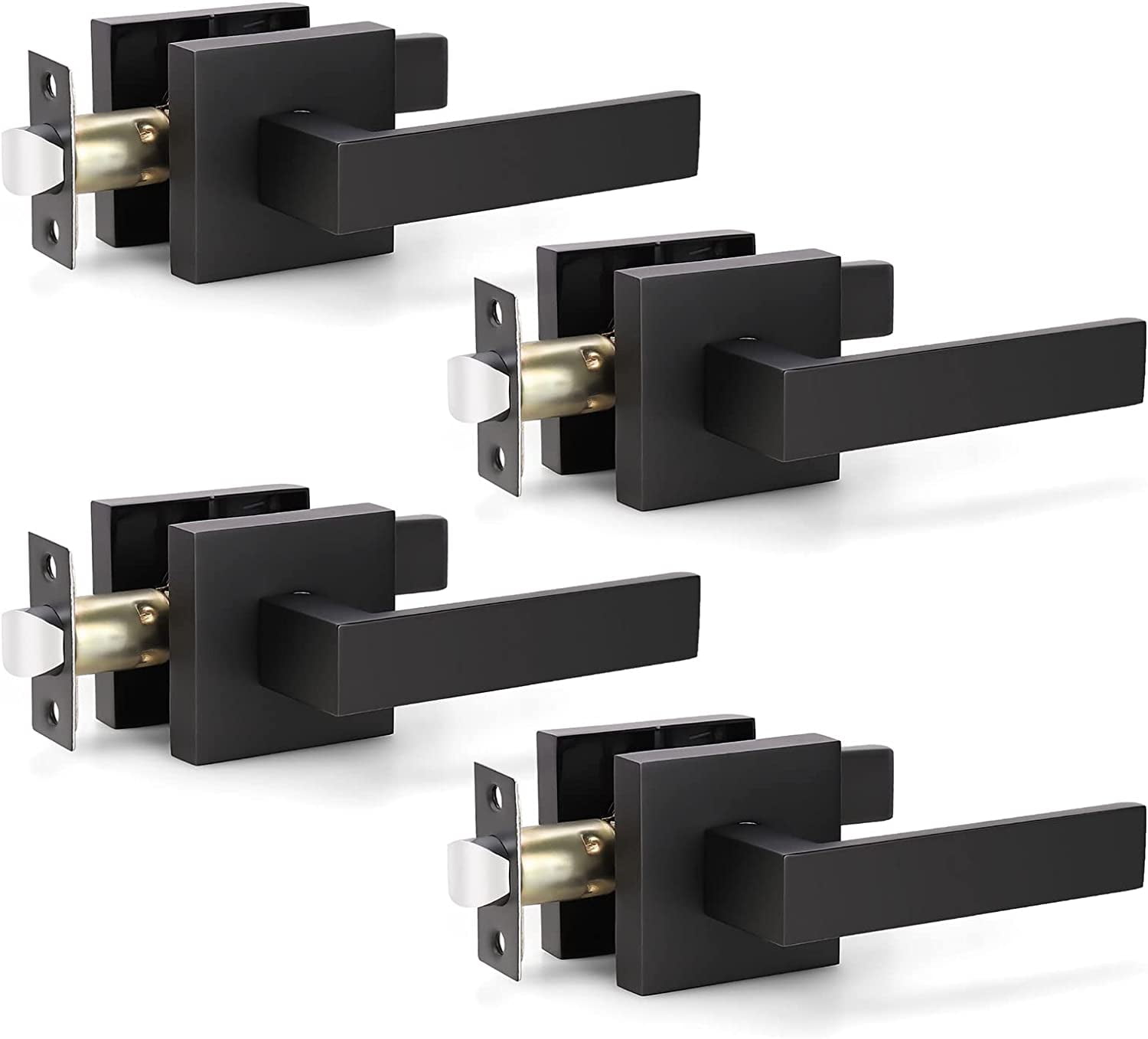 Matte Black Door Handles 4 Pack, Levers Passage Door Knobs, Interior ...