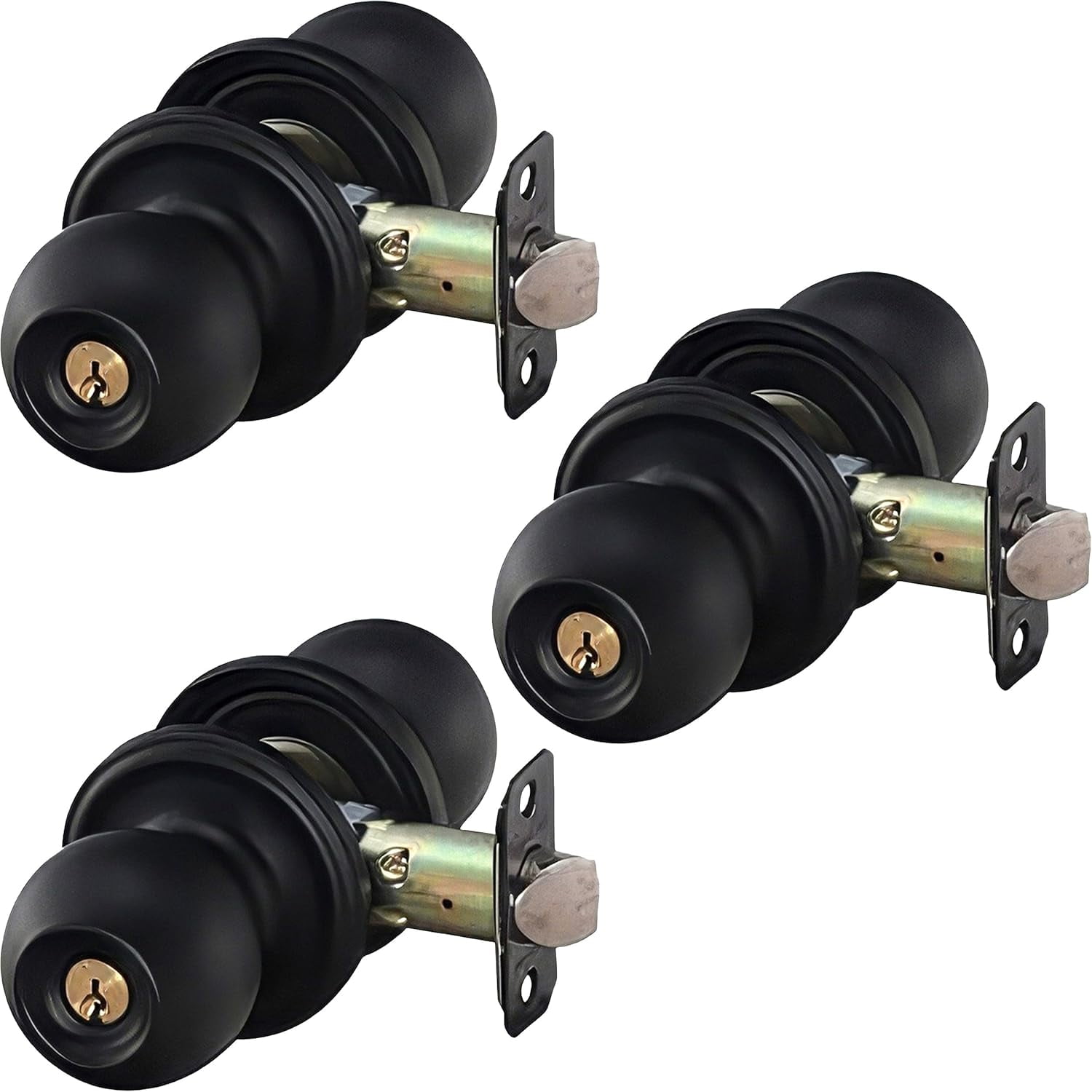 Matte Black Door Knobs - Keyed Entry Function, Locking Door Knob with ...