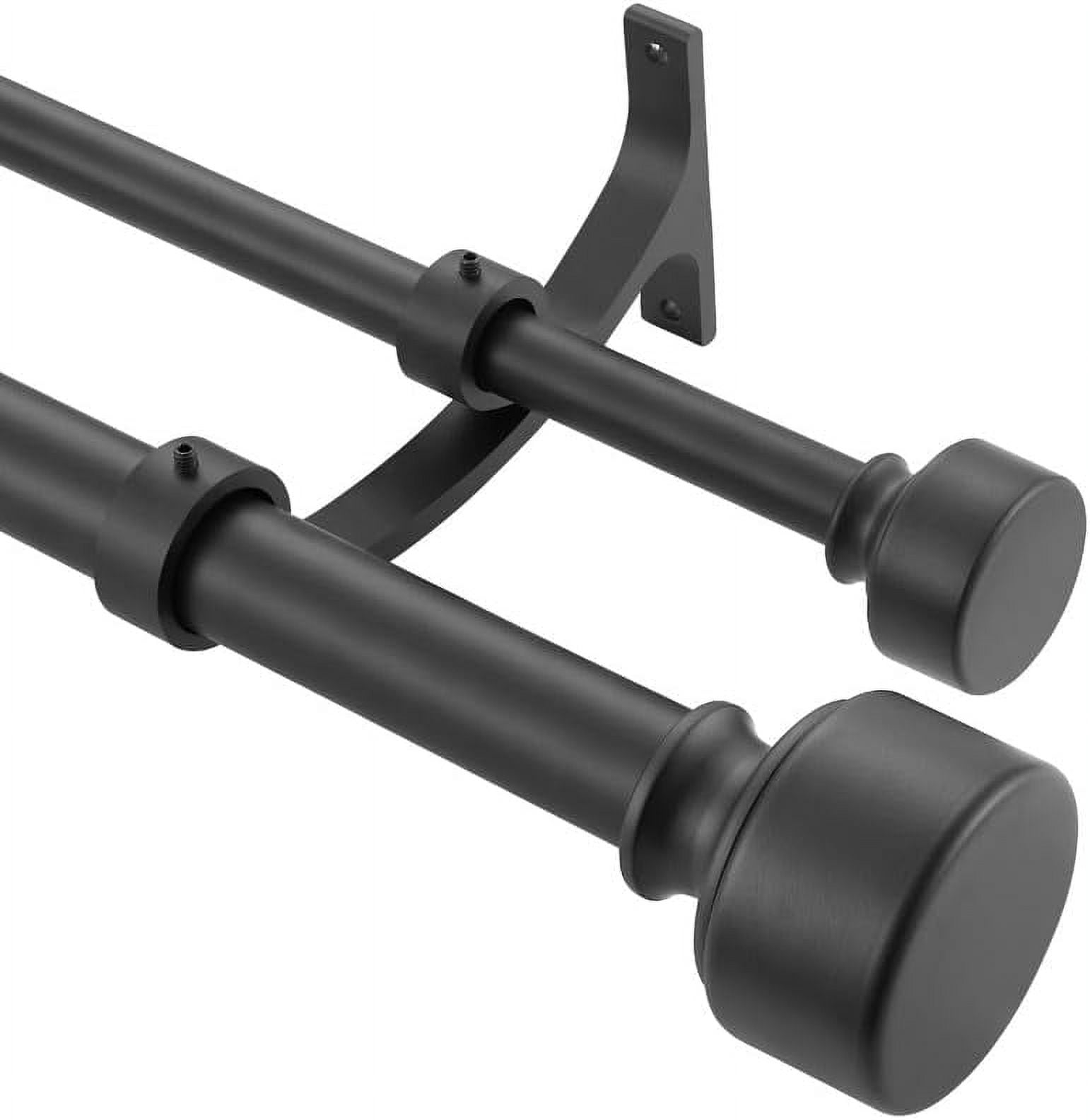 Matte Black Double Curtain Rods 48-84 Inch, Decorative Double Drapery ...