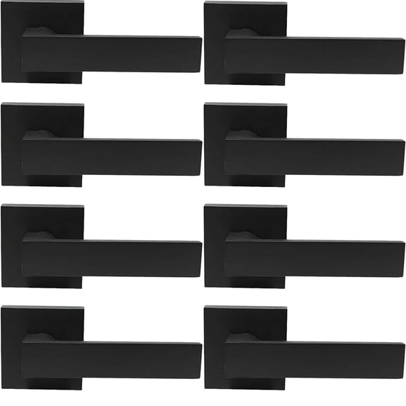 Matte Black DuInterior Door Handles 8 Pack Square Non-turning Single ...
