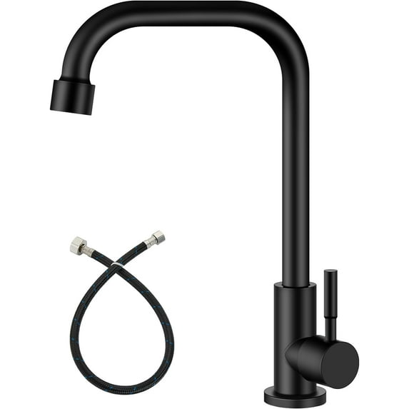 Matte Black Faucet Cold Water Only Single Lever Handle SUS304 Sink Bar ...