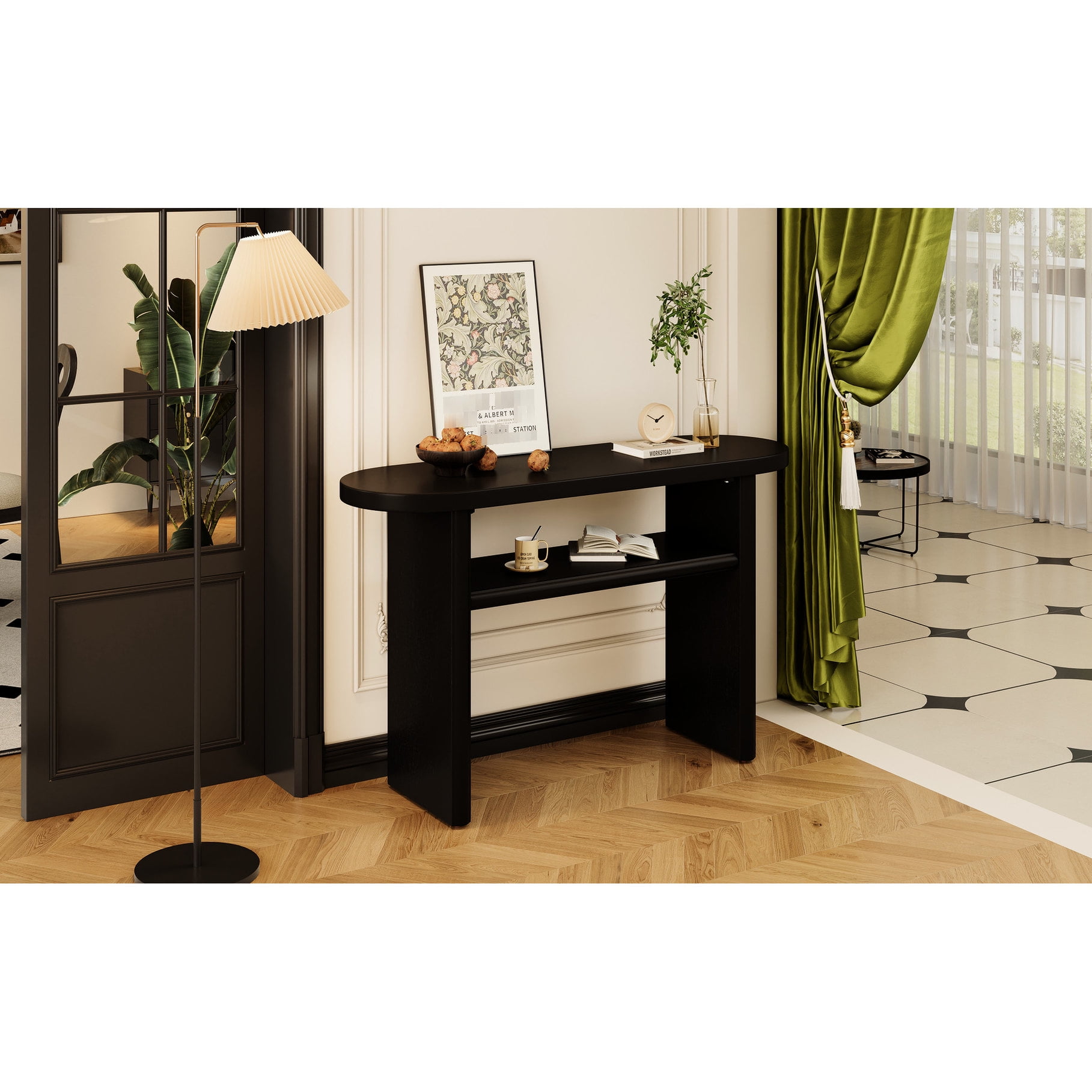 Matte Black Finish with Horizontal Support Bar - Contemporary Spaces ...