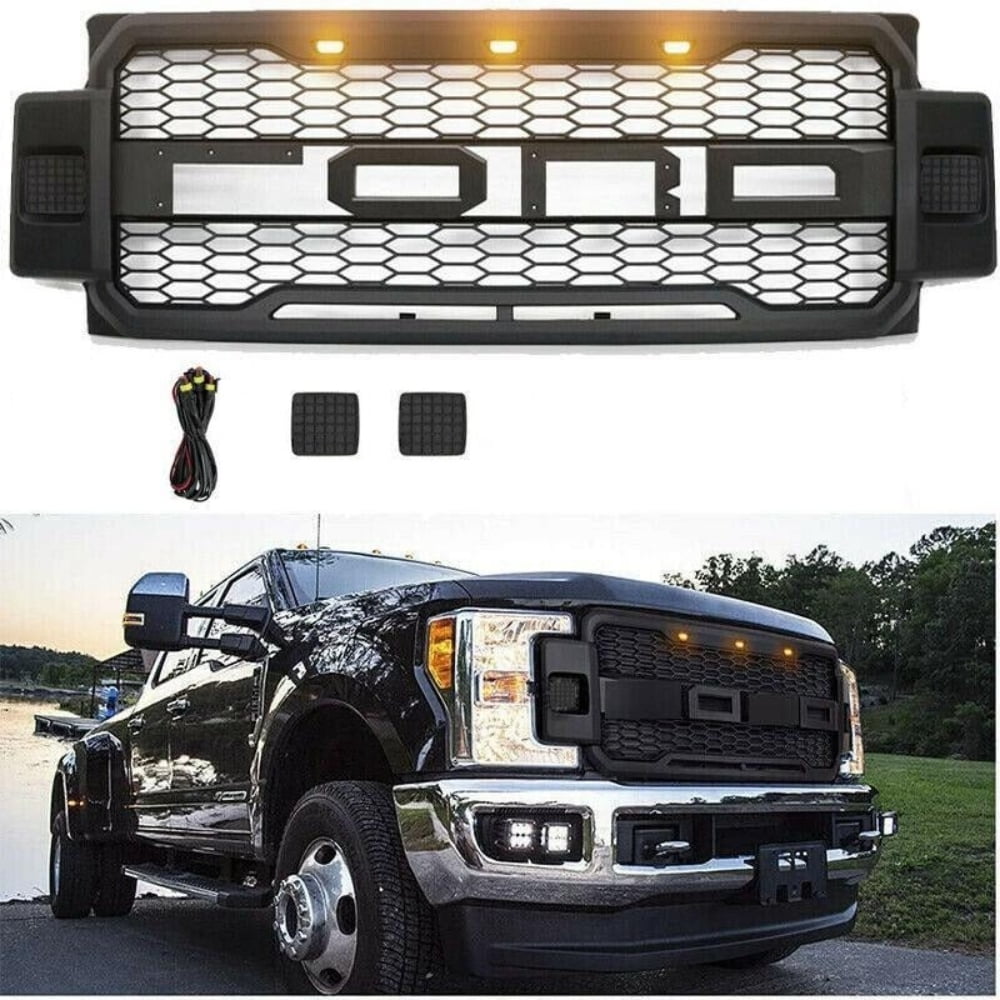 Matte Black Front Grille LED Lights Letters Ford F250 F350 Super Duty ...