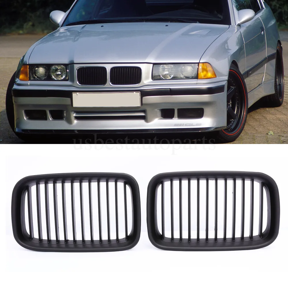 Matte Black Front Kidney Grill Grille for BMW E36 3 Series 1992-1996 ...