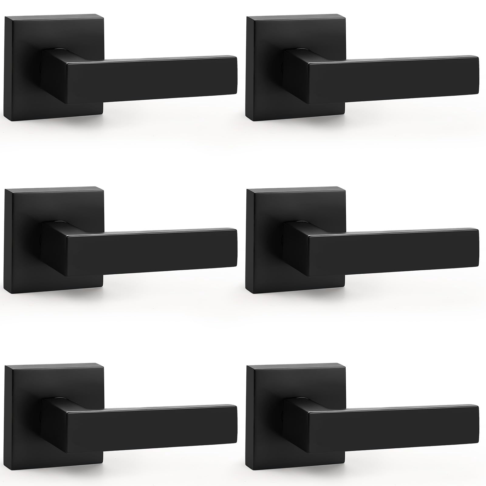 Matte Black Half DuLevers Square Non-turning Door Knobs For Left Or ...
