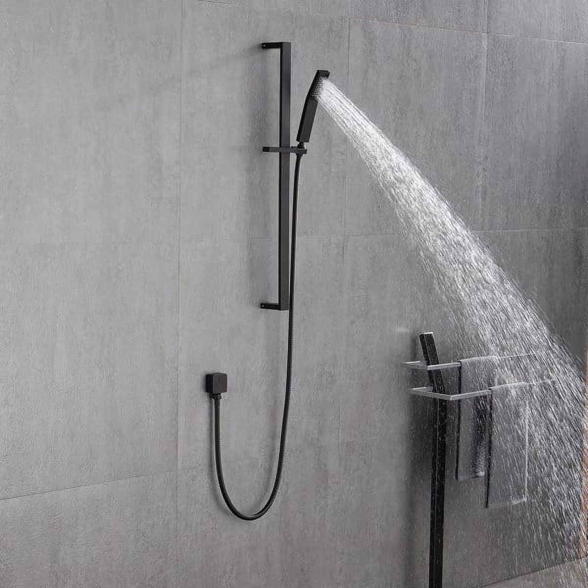 Matte Black Handheld Shower Head with 28-Inch Slide Bar and 59-Inch ...
