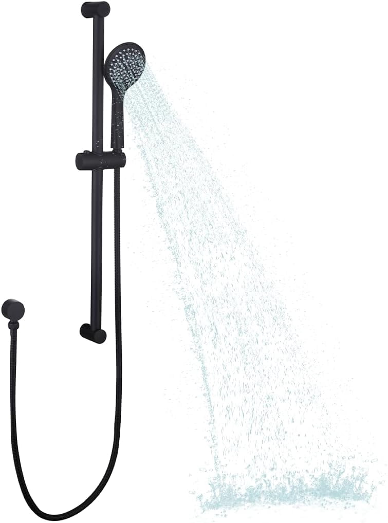 Matte Black Handheld Shower Head with Slide Bar, 5-Function 3.2GPM High ...