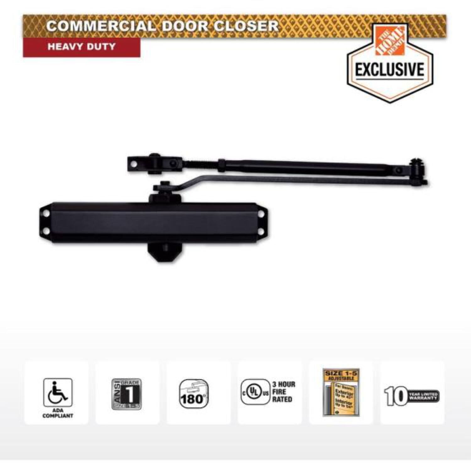 Matte Black Heavy-Duty Commercial Door Closer - Walmart.com