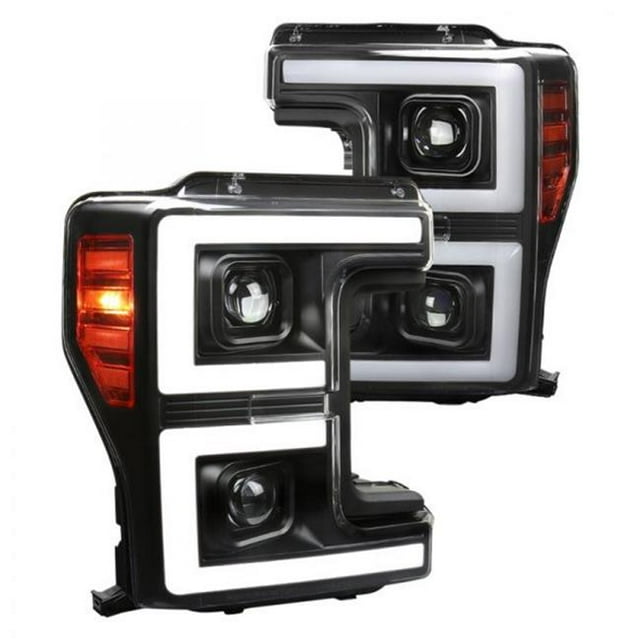 Matte Black Housing Clear Lens with Sequential LED Projector Headlights ...