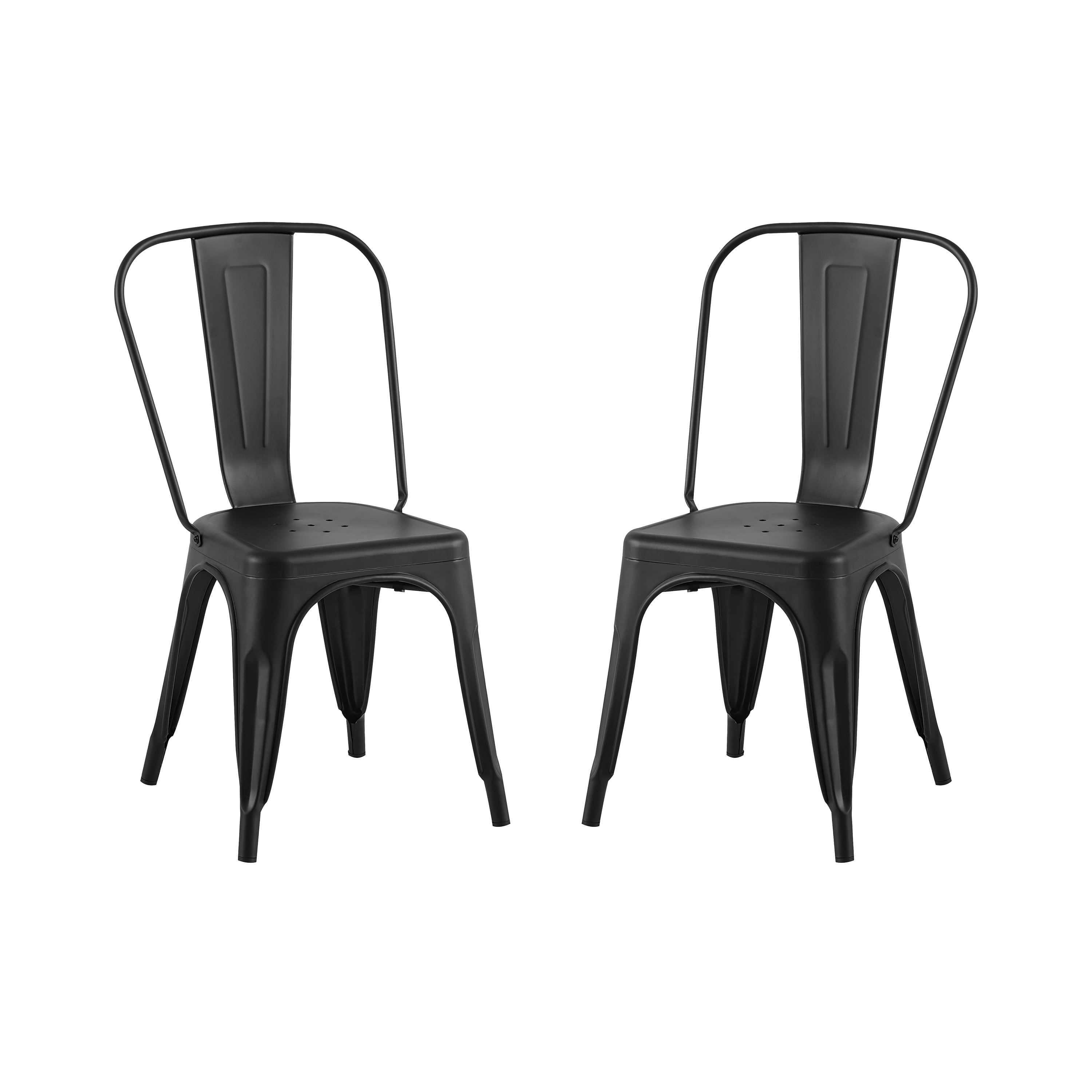 Matte Black Industrial Metal Dining Chairs 18 Inch Seat Height ...