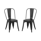 Matte Black Industrial Metal Dining Chairs 18 Inch Seat Height ...