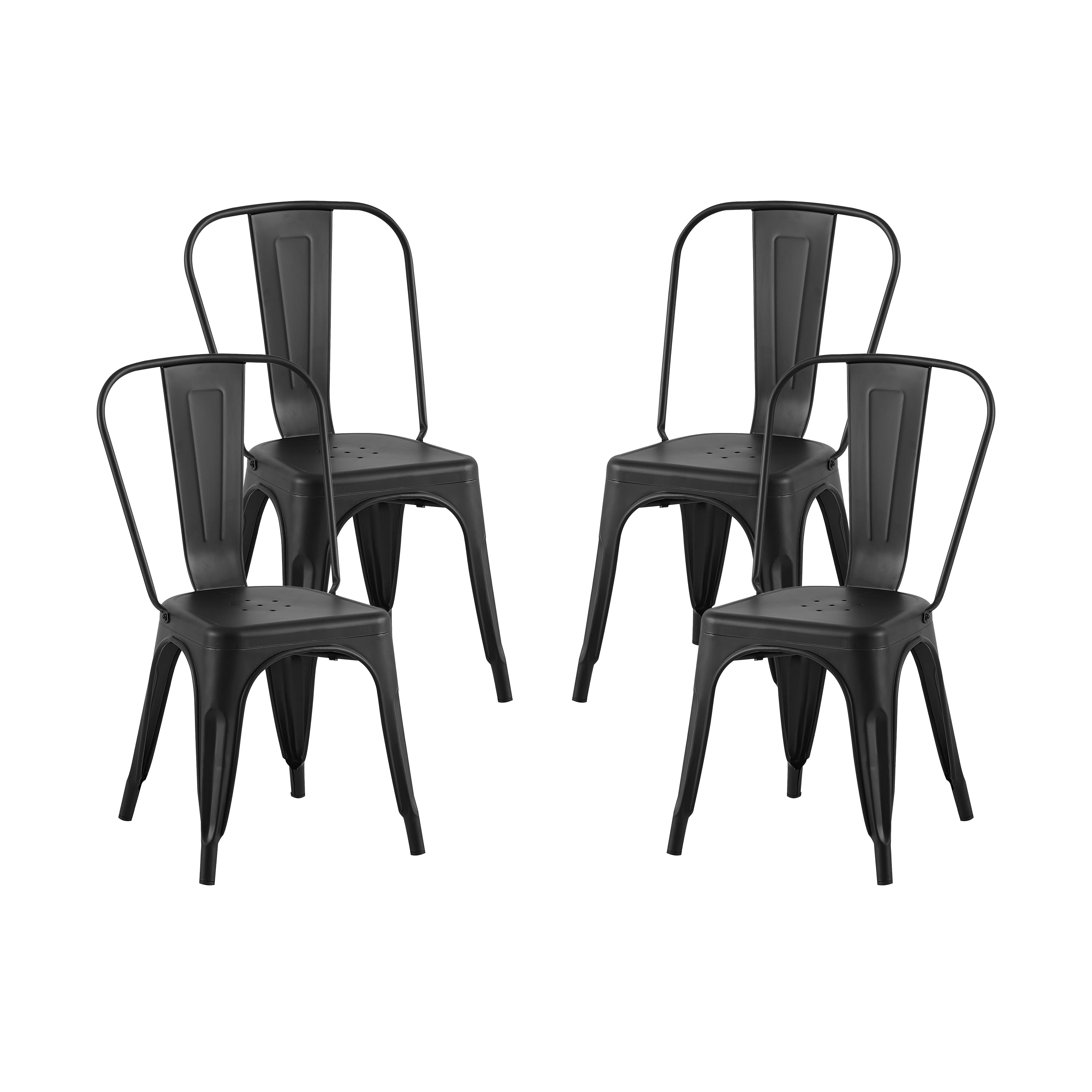 Matte Black Industrial Metal Dining Chairs 18 Inch Seat Height ...