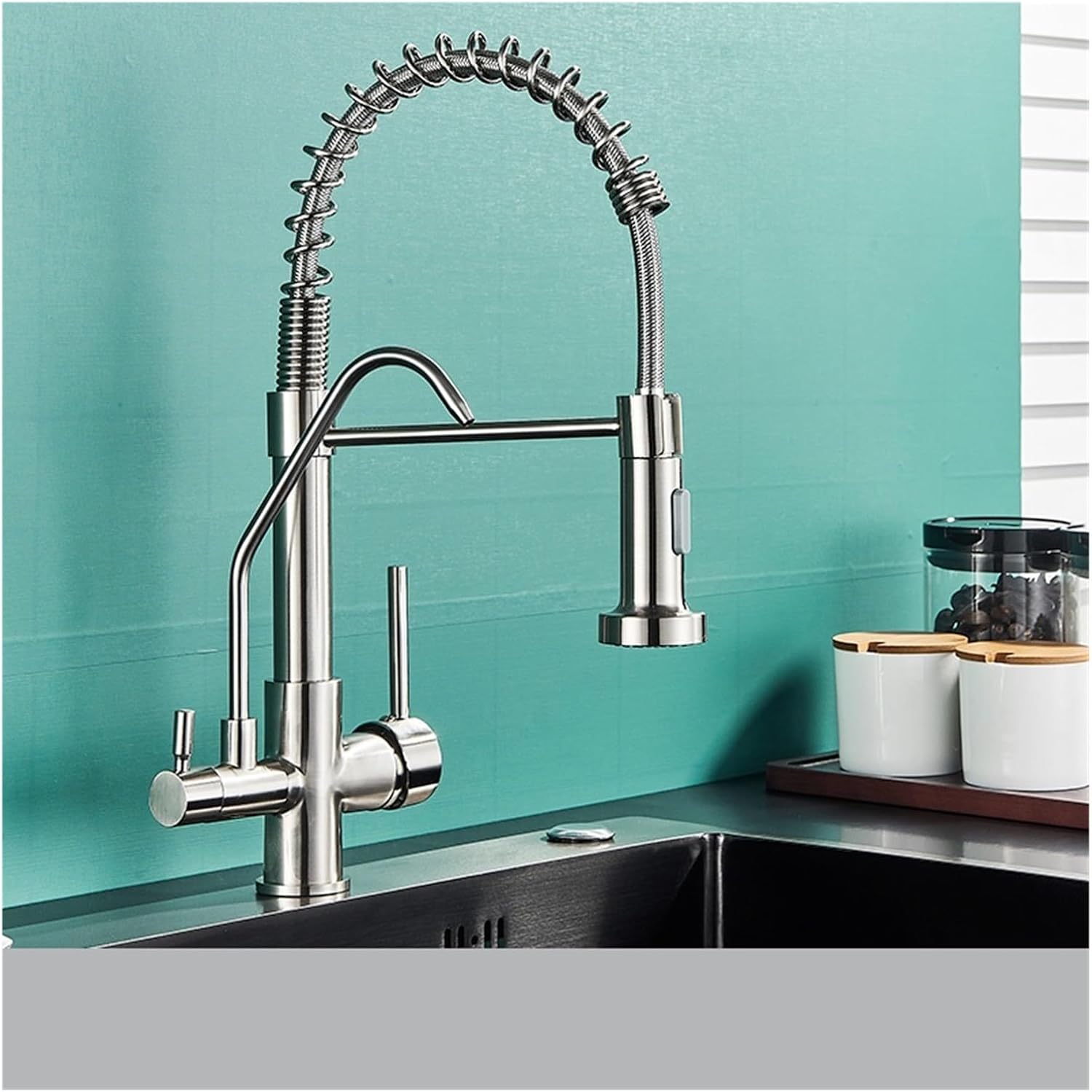 Matte Black Kitchen Filtered Faucet Water Tap Purifier Faucet Dual ...