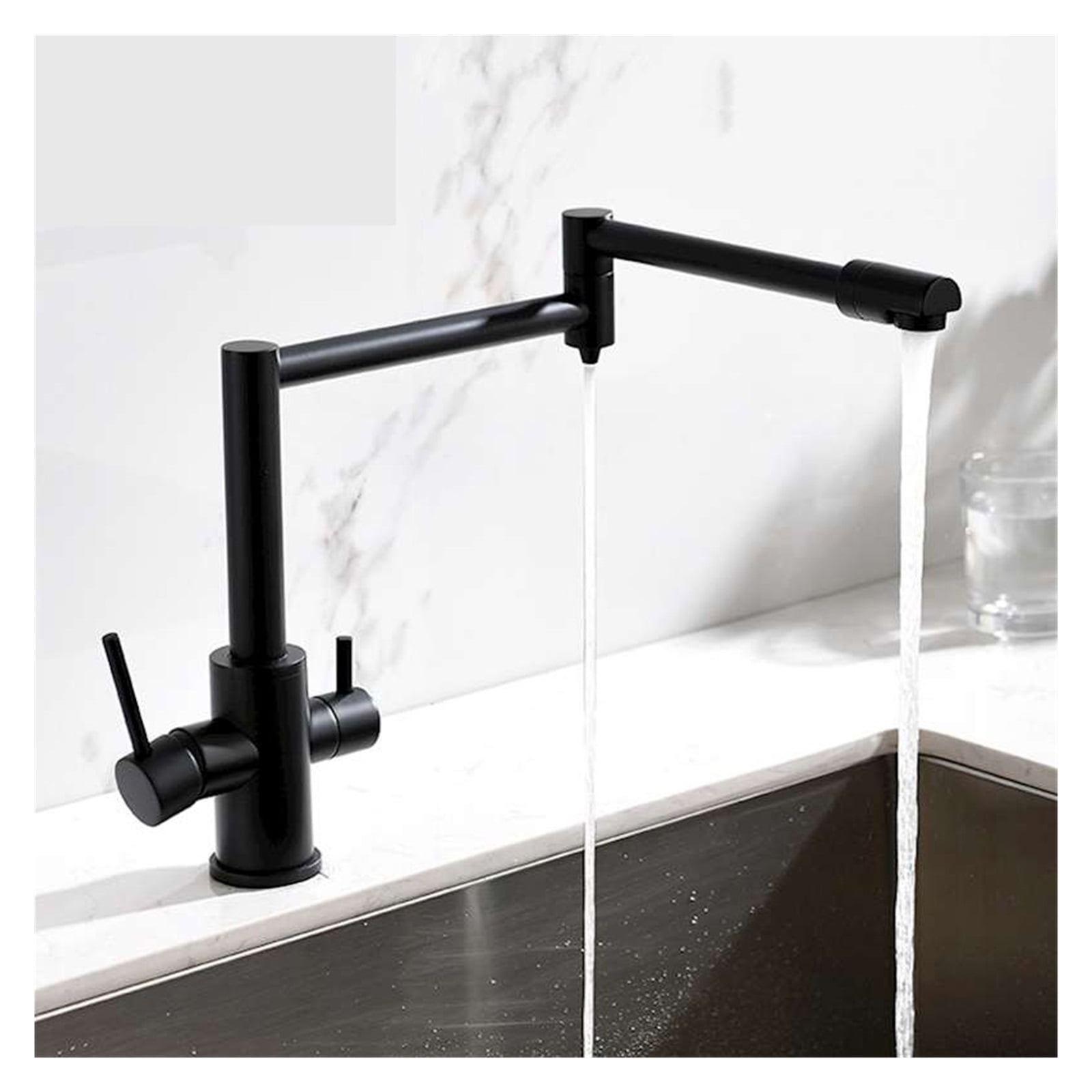 Matte Black Kitchen Folding Faucet With Pure Water Cold Hot Kitchen ...