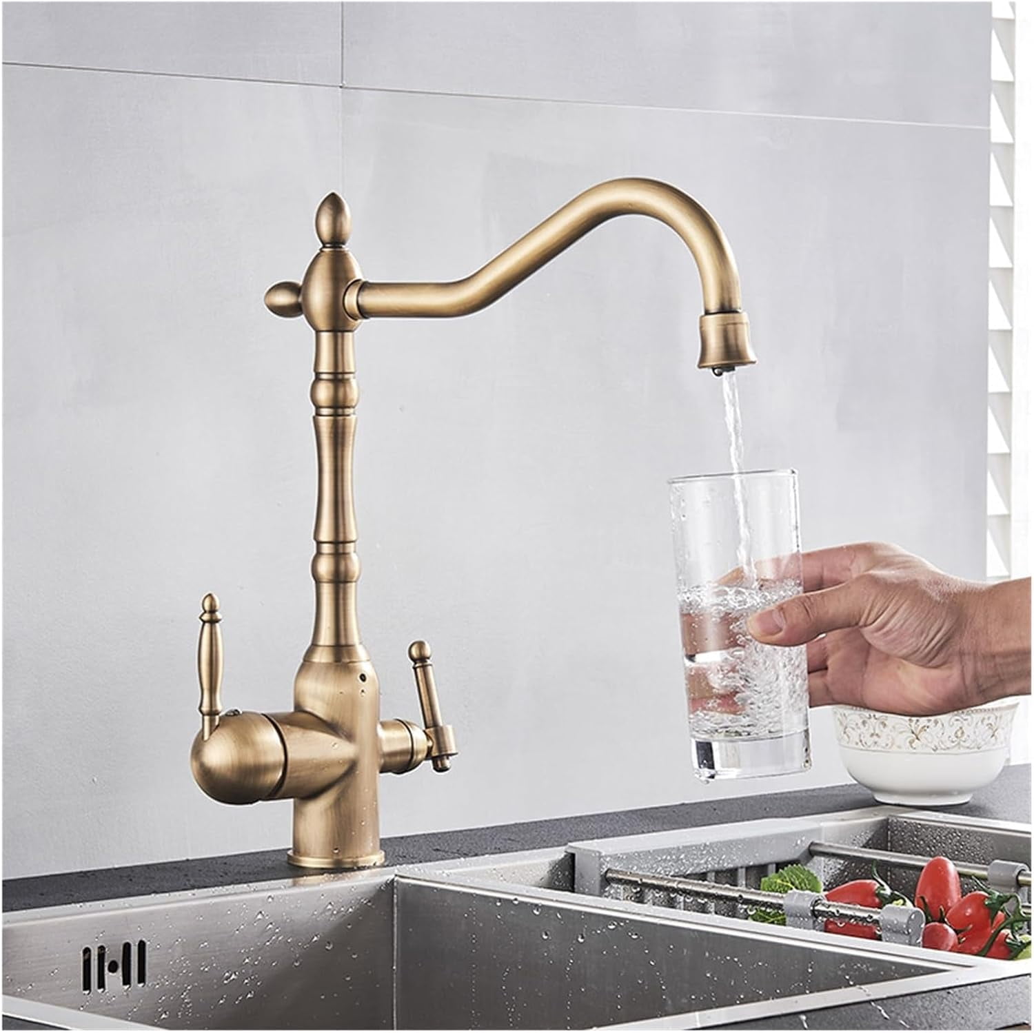 Matte Black Kitchen Sink Faucet Pure Water Filter Drink Mixer Tap Dual ...