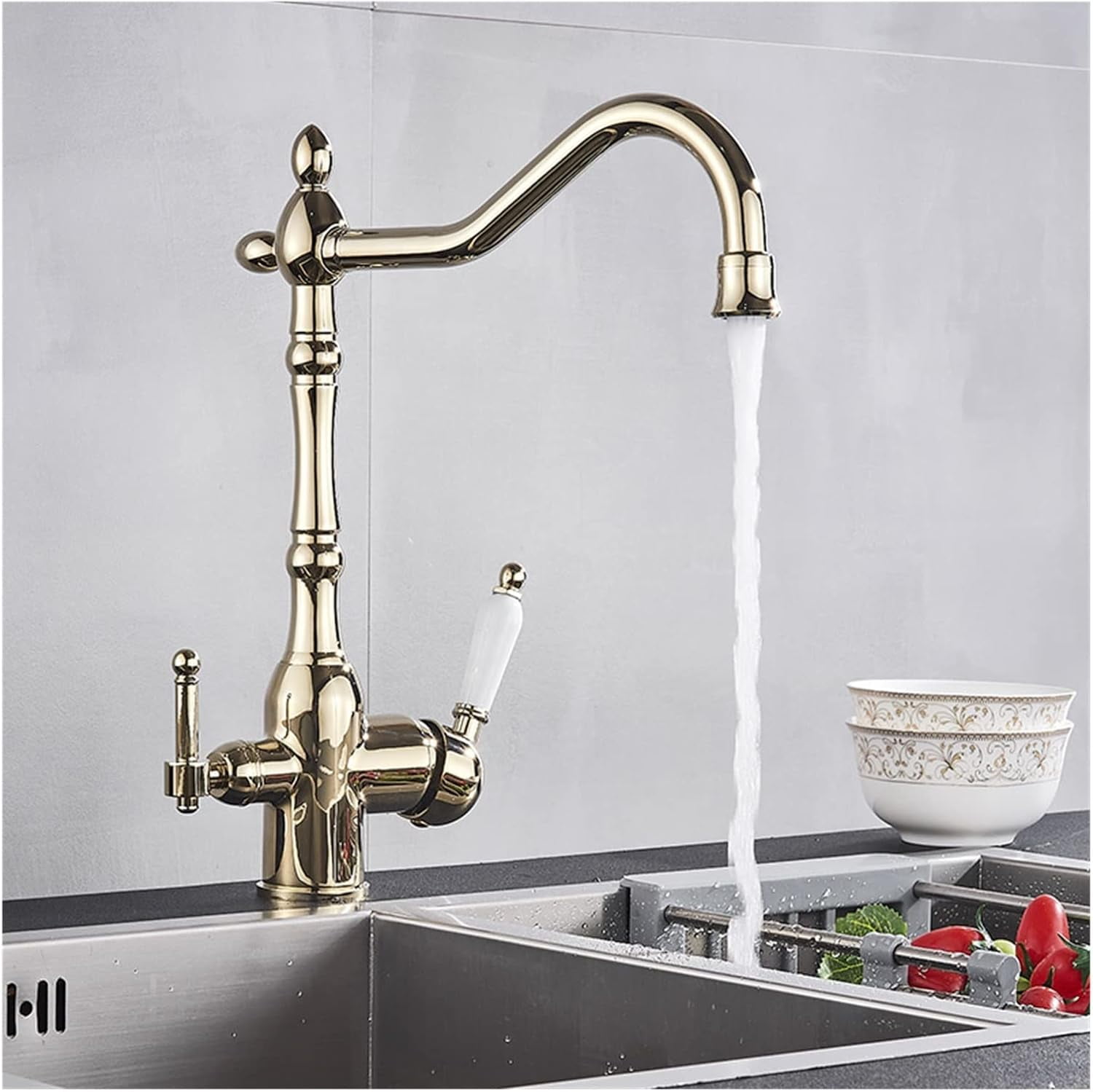 Matte Black Kitchen Sink Faucet Pure Water Filter Drink Mixer Tap Dual ...