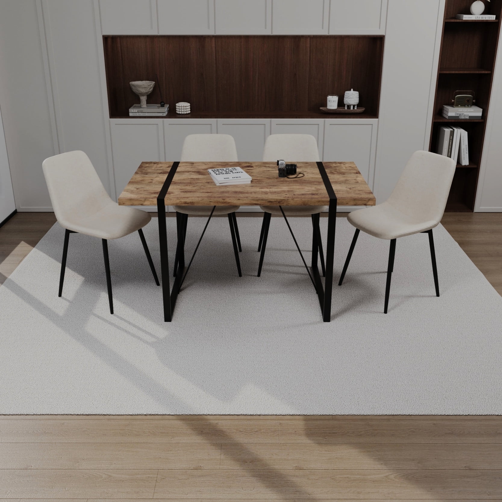 Matte Black Leg Dining Chairs with MDF Table / Bring Delicacy to Dining ...