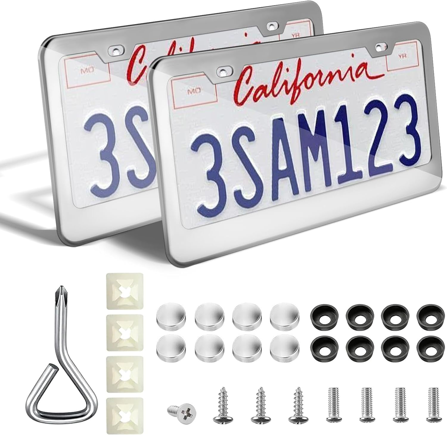 Matte Black License Plate Frames -License Plate Covers, 2 Packs ...