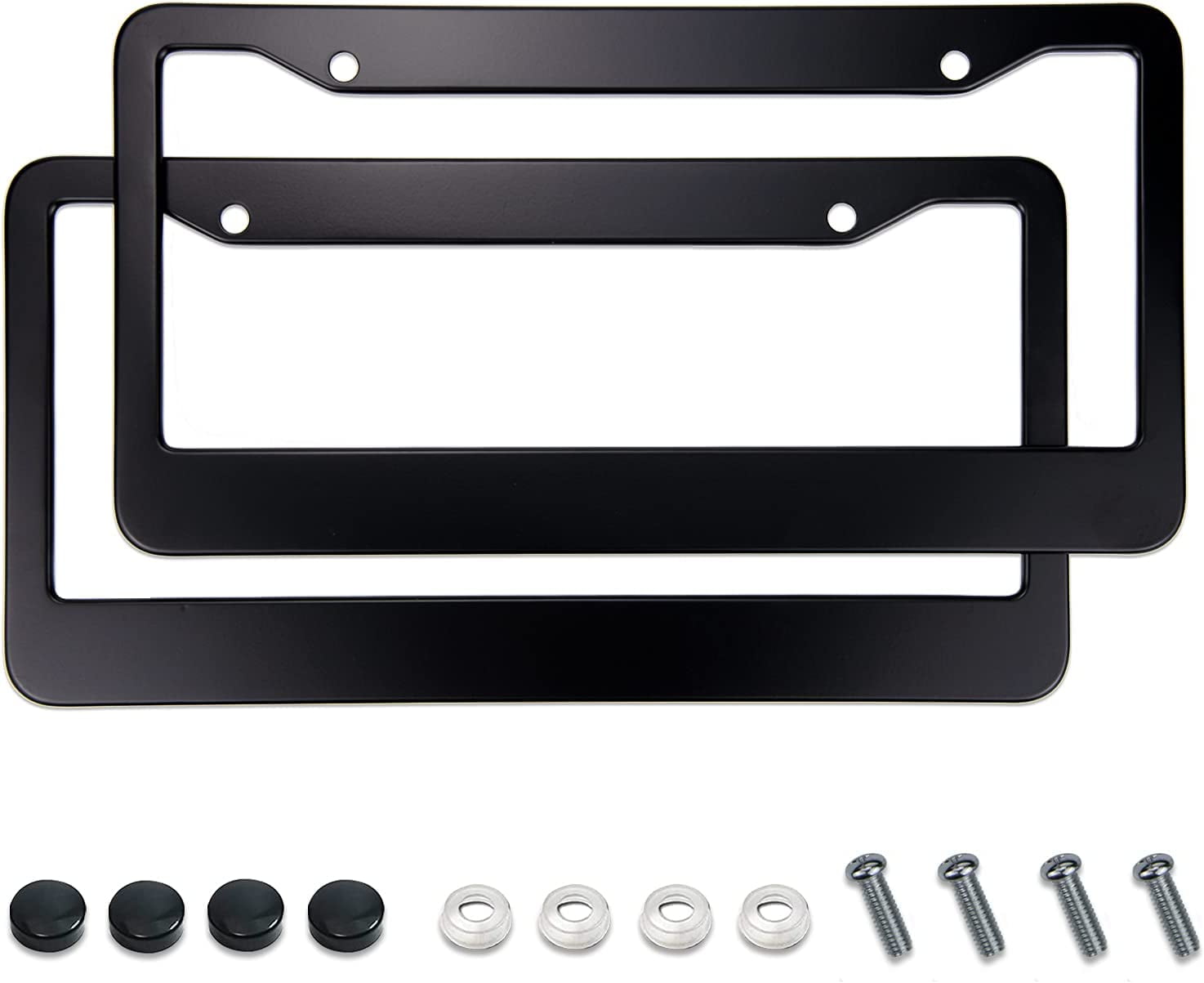 Matte Black License Plate Frames -License Plate Covers, 2 Packs ...