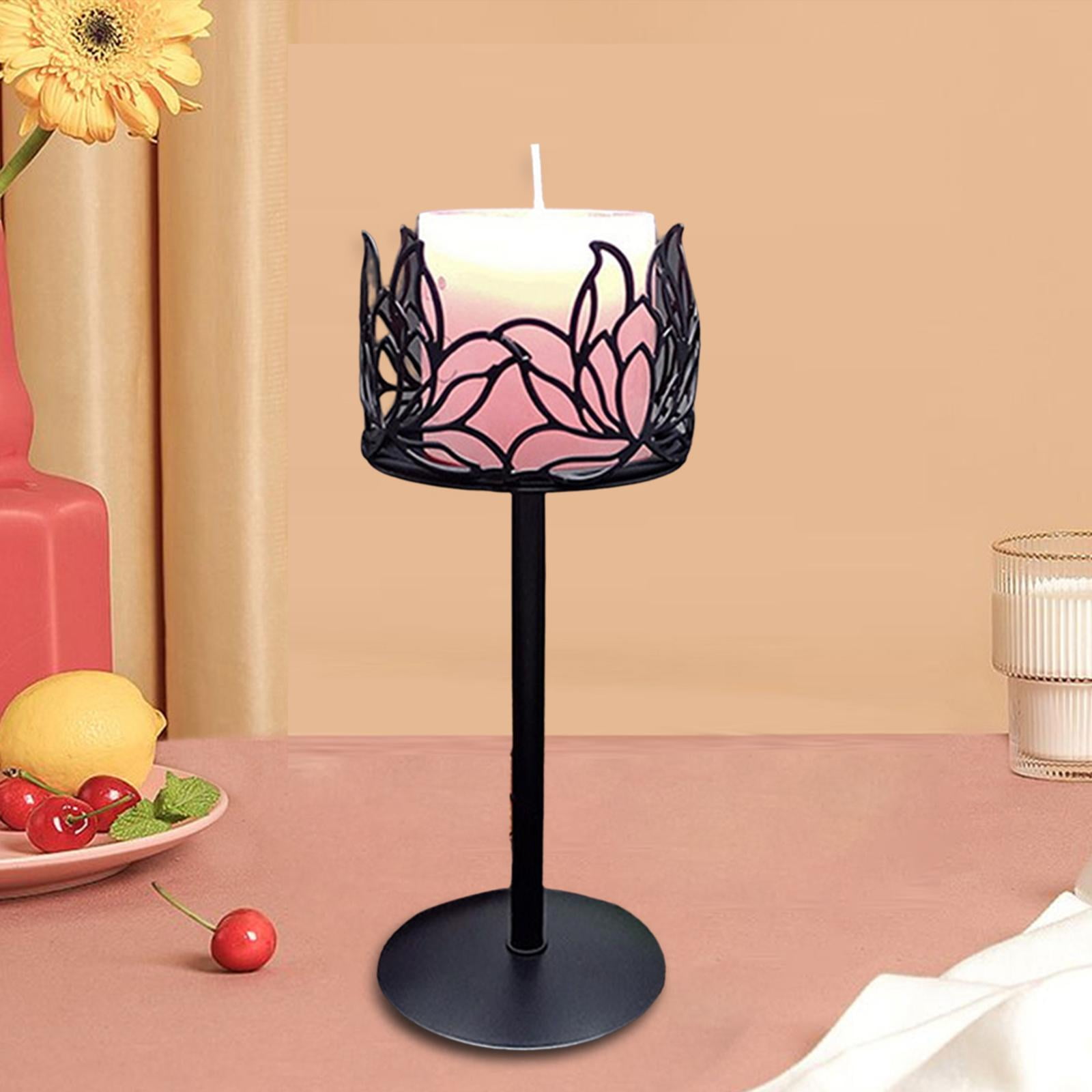 Matte Black Metal Candle Holder for Pillar Candle Candlestick Nordic ...