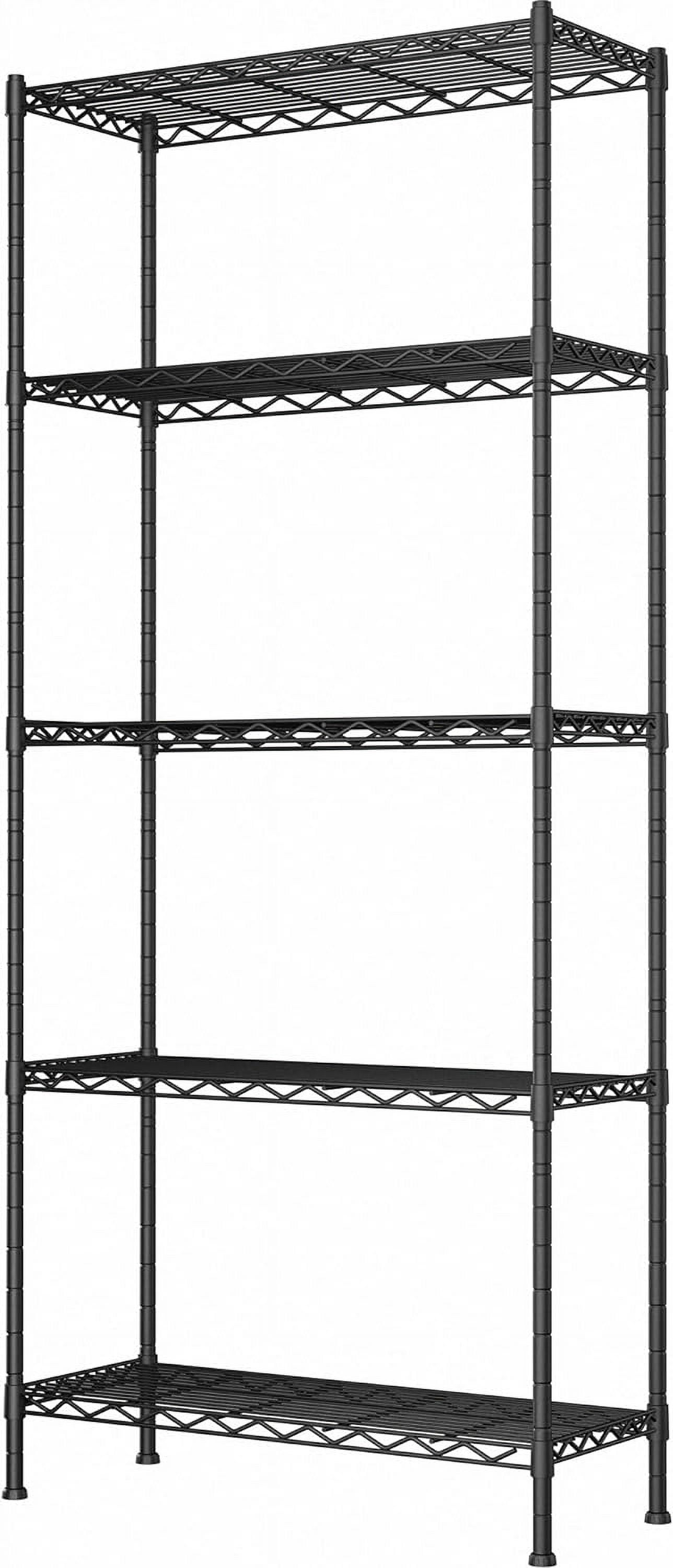 Matte Black Metal Wire Shelving Unit, 5 Shelves, 1750Lbs Capacity ...