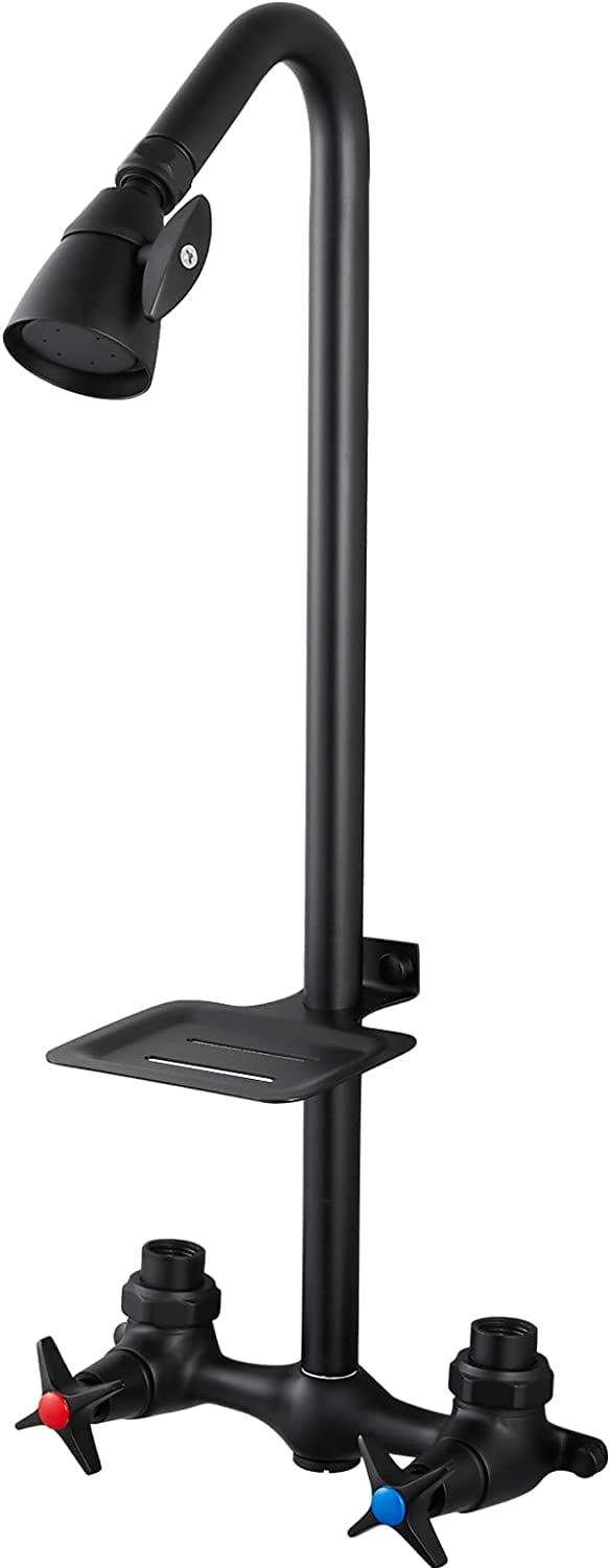 Matte Black Outdoor Shower Fixtures Wall Mounted with Dual Cross ...