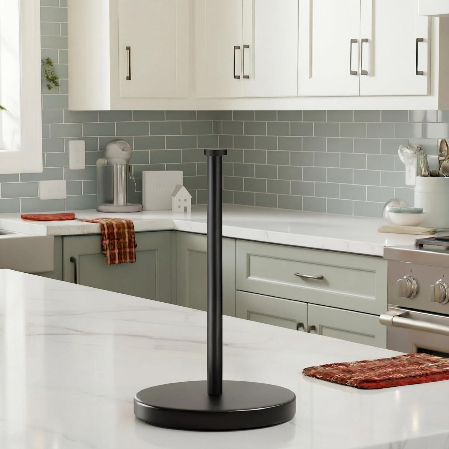 Matte Black Paper Towel Holder Countertop, Kitchen Paper Roll Holder ...
