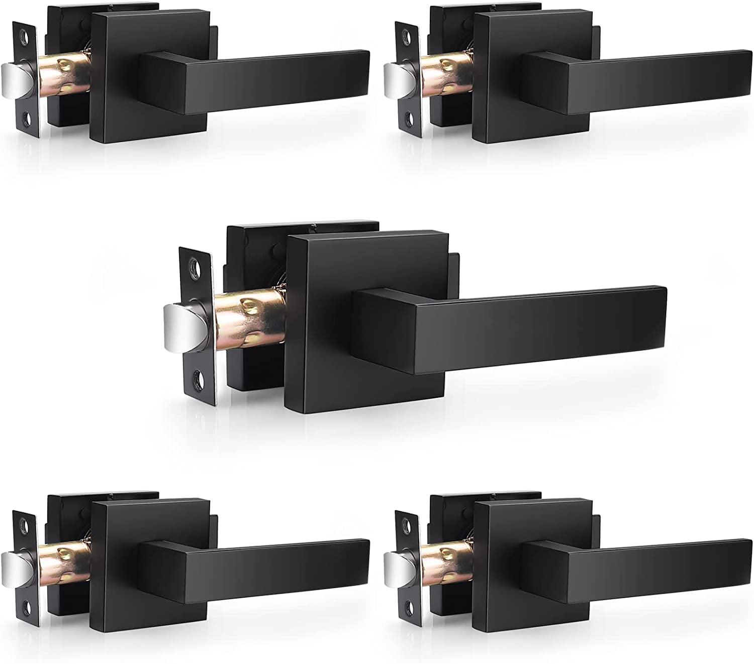 Matte Black Passage Door Levers Square Hall Closet Handles, Heavy Duty ...