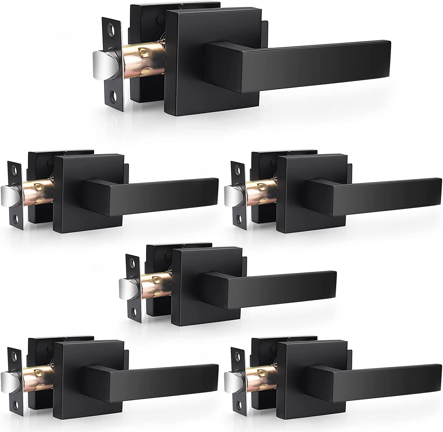 Matte Black Passage Door Levers Square Hall Closet Handles, Heavy Duty ...