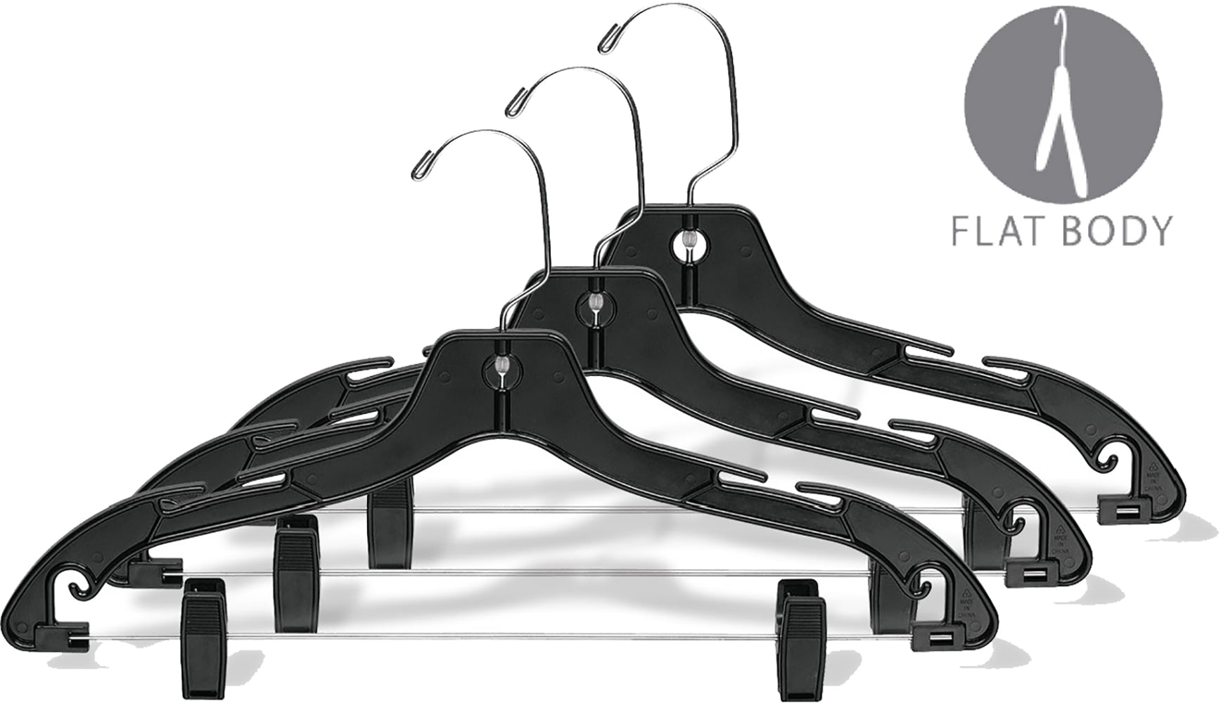 Free Shipping! BINLIS Matte Black Plastic Hangers with Clips and Swivel ...