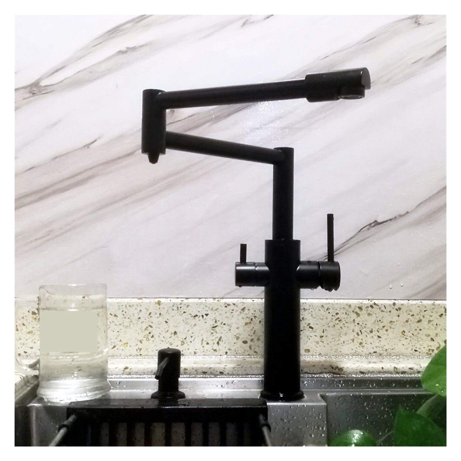 Matte Black Pot Filler With Purified Water Spout 3 Way Water Filter ...