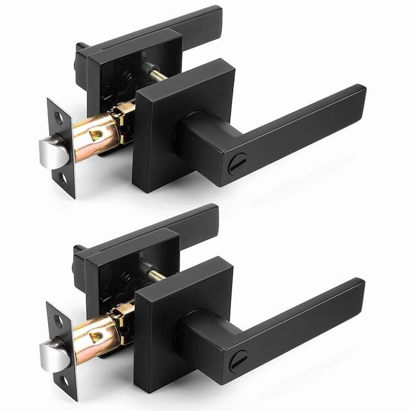 Matte Black Privacy 2 Pack Interior Door Handle Set for Bedroom and ...