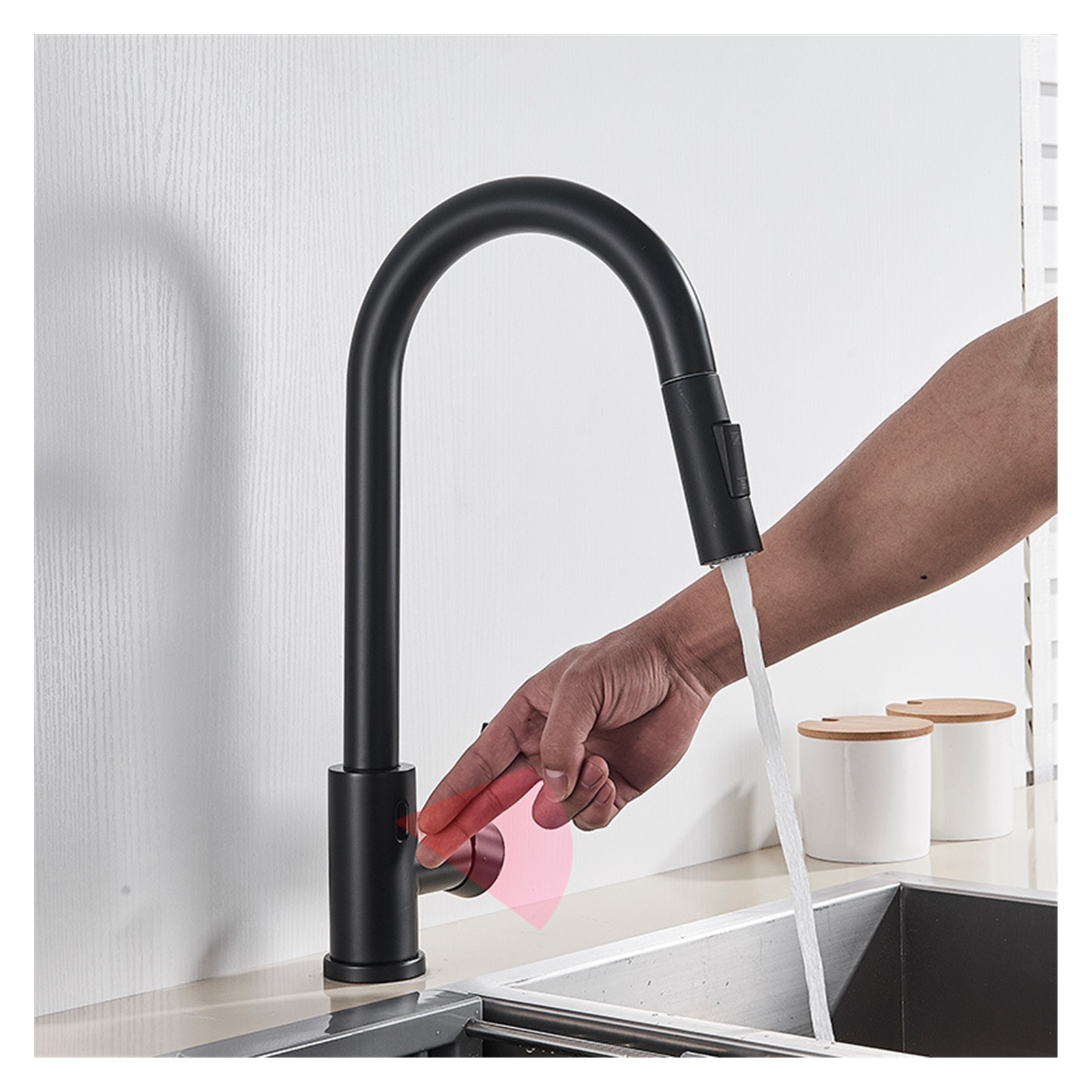 Matte Black Pull Out Sensor Kitchen Faucet Sensitive Smart Touch ...