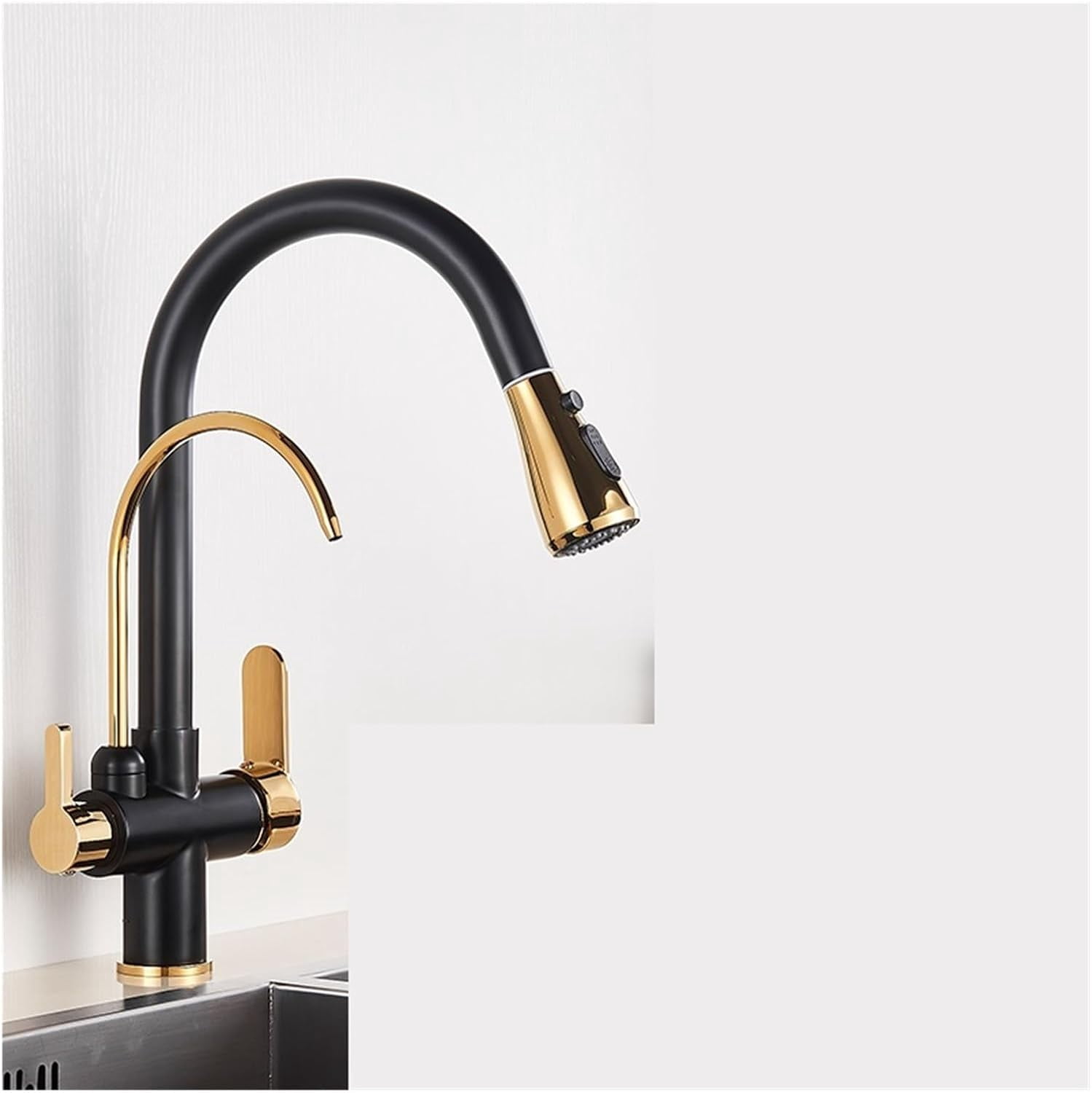 Matte Black Pure Water Kitchen Faucet Dual Handle Hot and Cold Drinking ...