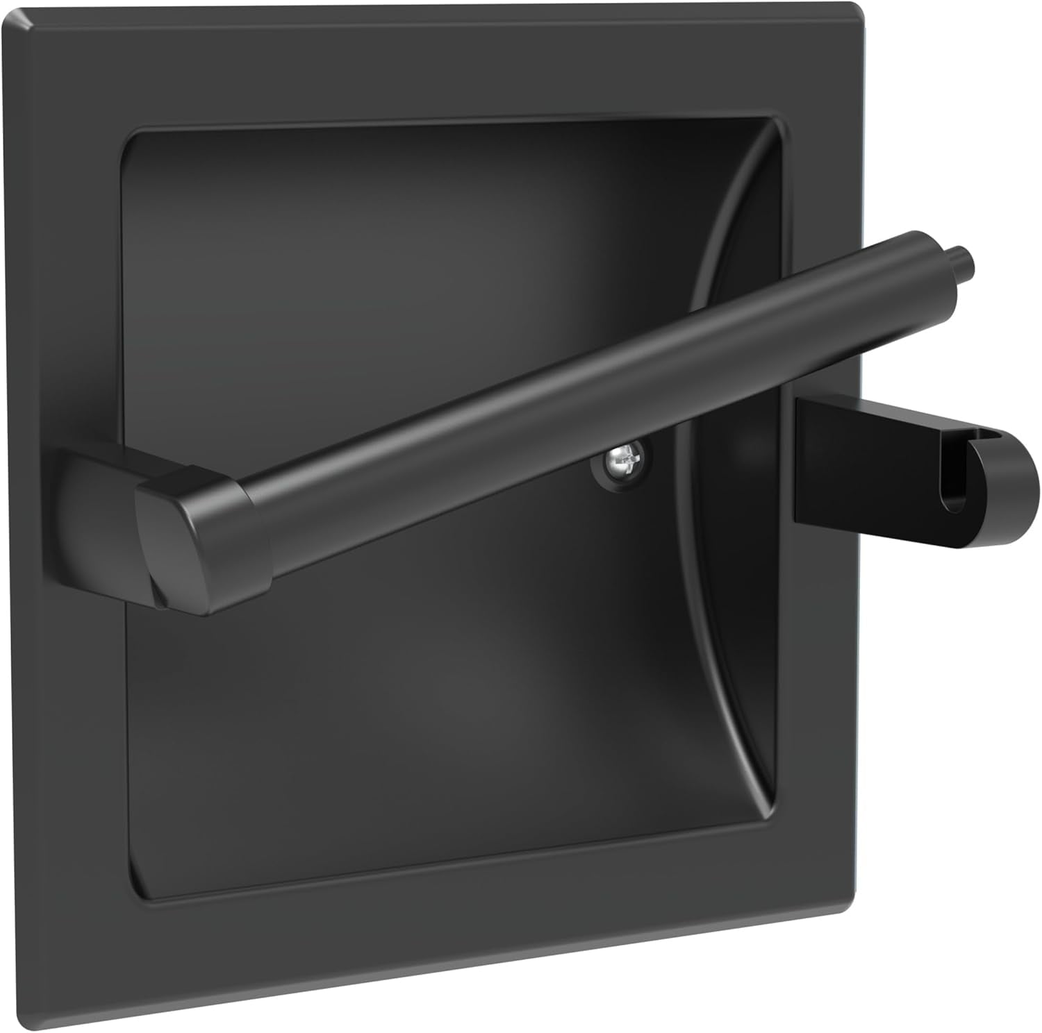 Matte Black Recessed Toilet Paper Holder for Large Rolls, Pivoting ...