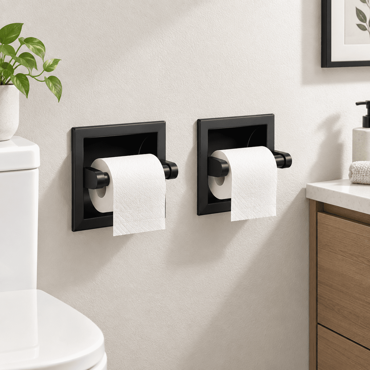 Matte Black Recessed Toilet Paper Holder/tissue Holder Stainless Steel ...