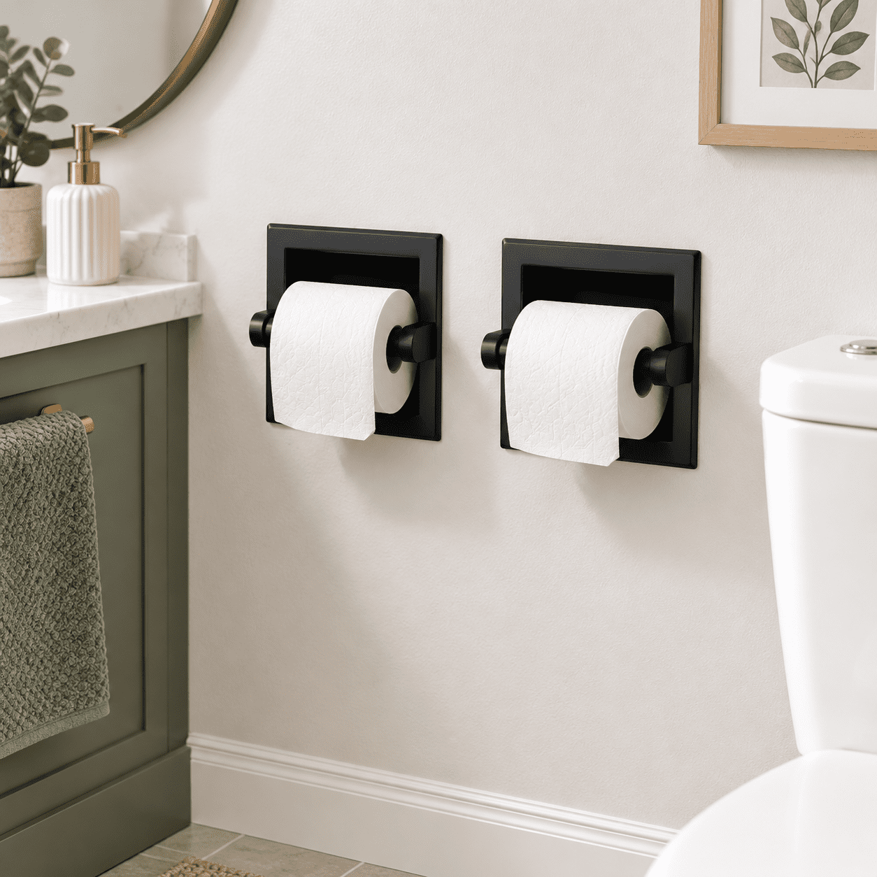 Matte Black Recessed Toilet Paper Holder/tissue Holder Stainless Steel ...