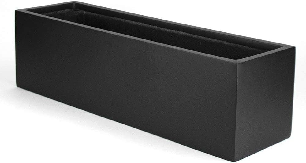 Matte Black Rectangle Large Planter - Fiberglass Flower Pot 8" High x 8 ...