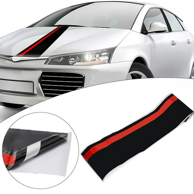 Matte Black Red Rally Car Sticker Stripes Racing Styling Body Front ...