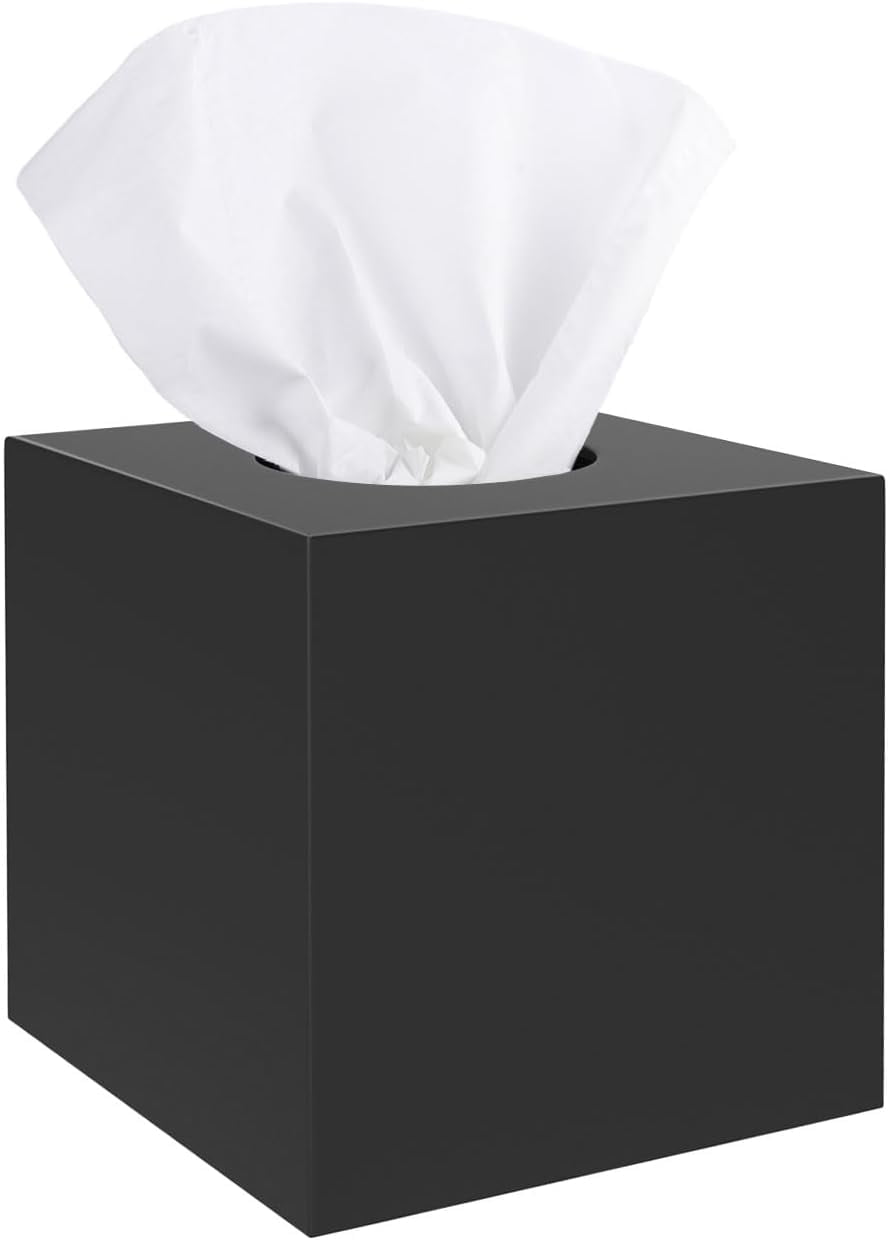 Matte Black Resin Paper Tissue Box Cover Holder, Square Facial Tissue ...