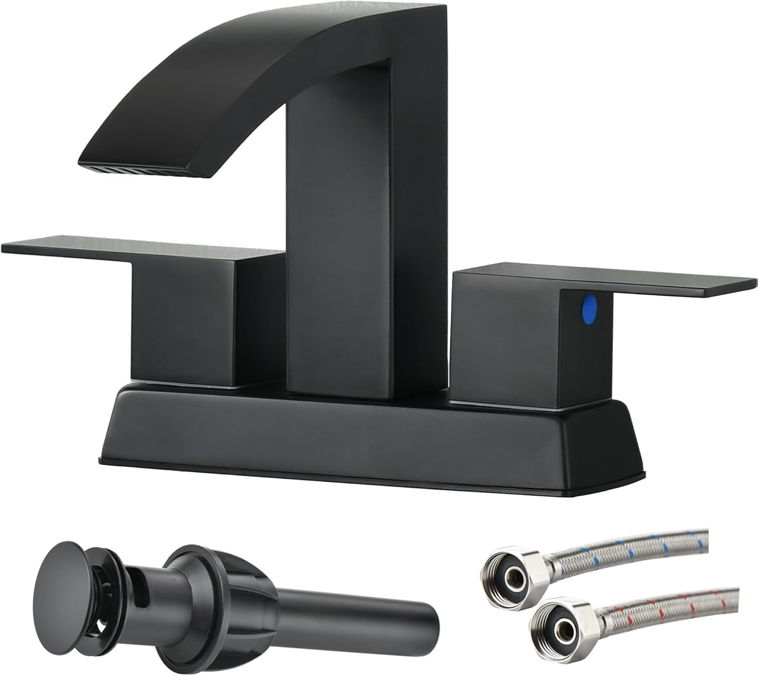 Matte Black Restroom Tap,Wate all Black Tap for Restroom Sink,4 Inch ...