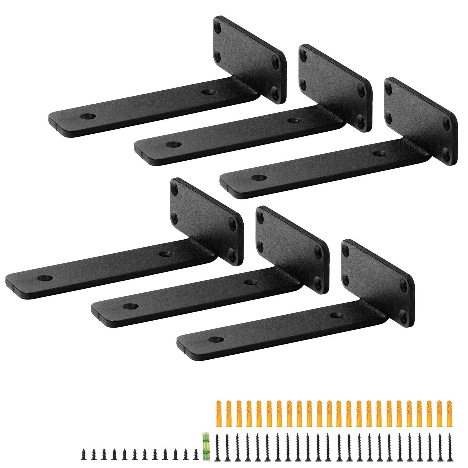 Matte Black Shelf Brackets, Heavy Duty 5mm Steel, 6-Pack L-Shaped ...