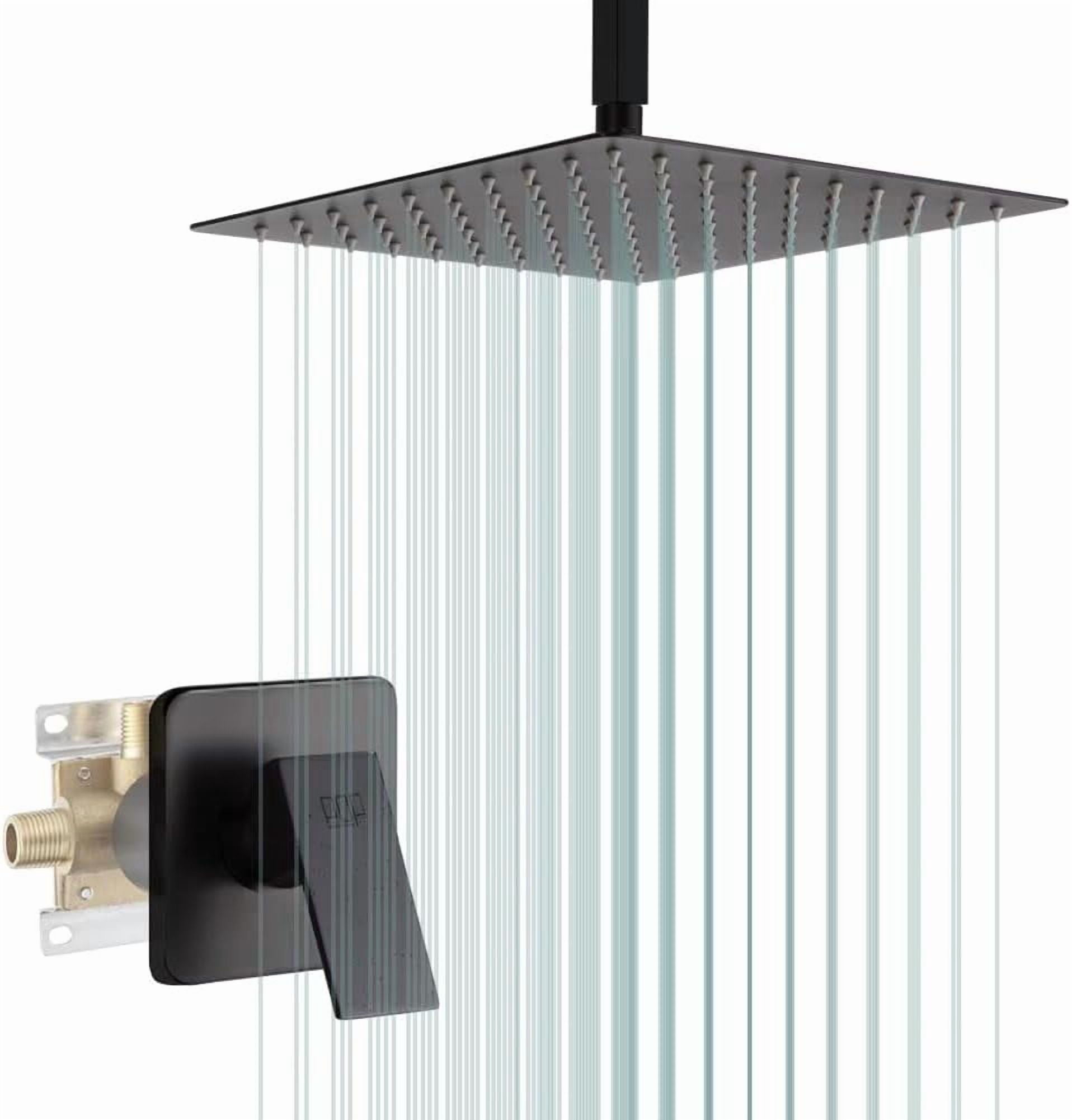 Matte Black Shower Faucet Set, Bathroom Rainfall Shower System with ...