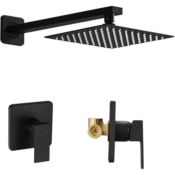 Matte Black Shower Faucet Set, Single Function Shower Trim Kit with ...