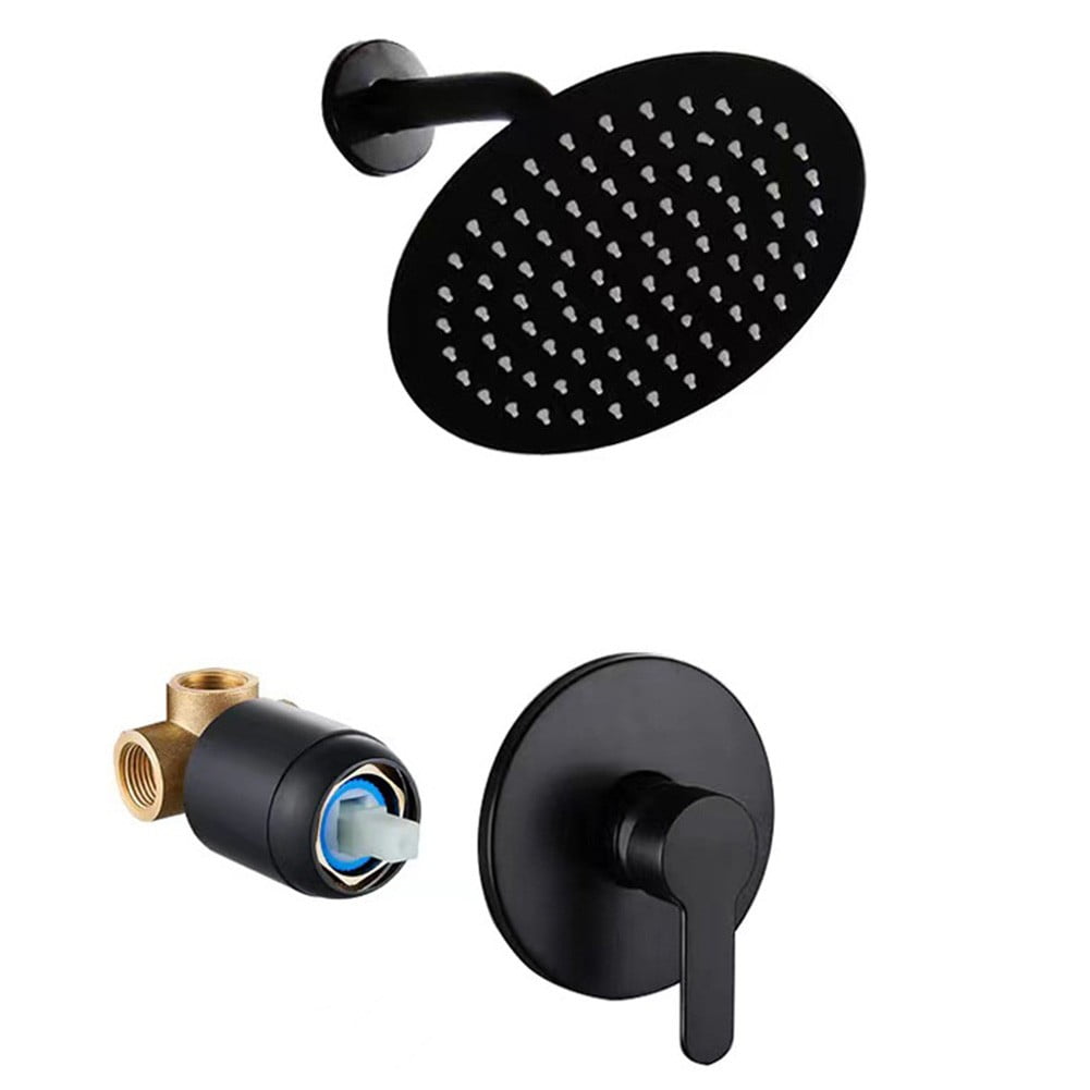Matte Black Shower Faucet Set Single Function Shower Trim Kit W/ Rough ...