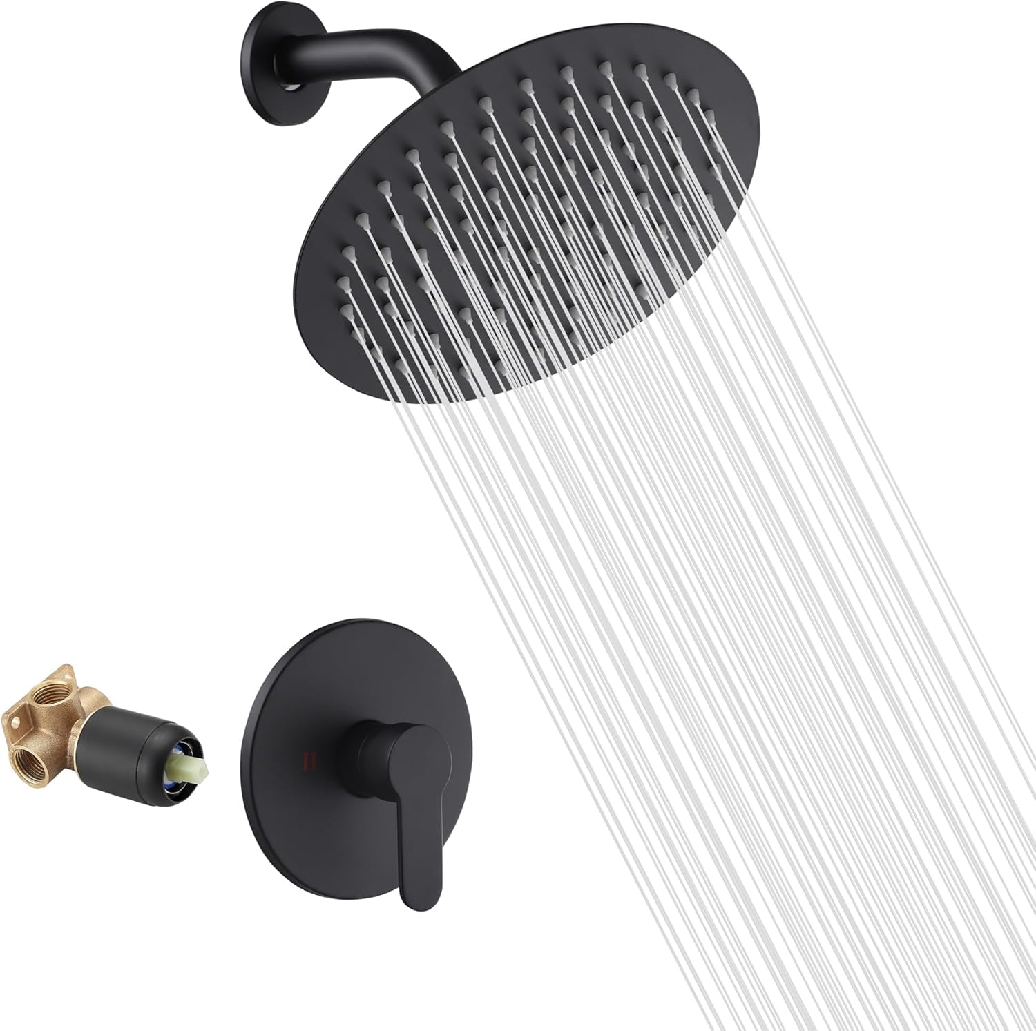 Matte Black Shower Faucet Single Function Shower Trim Kit with Rough-in ...