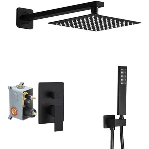 Matte Black Shower System Bathroom Luxury Rain Mixer Shower Combo Set ...