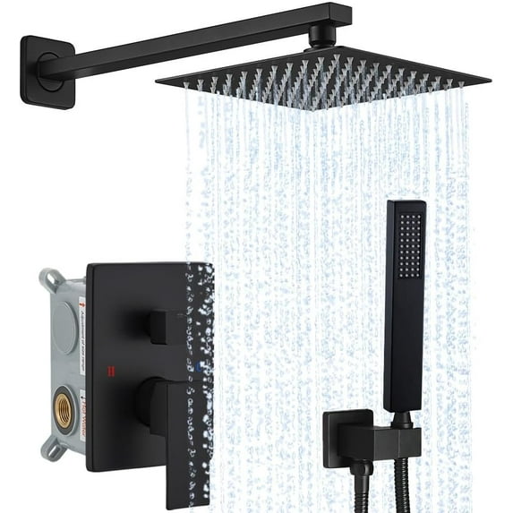 Matte Black Shower System Wall Mount Shower Faucet Set for Bathroom 10 ...