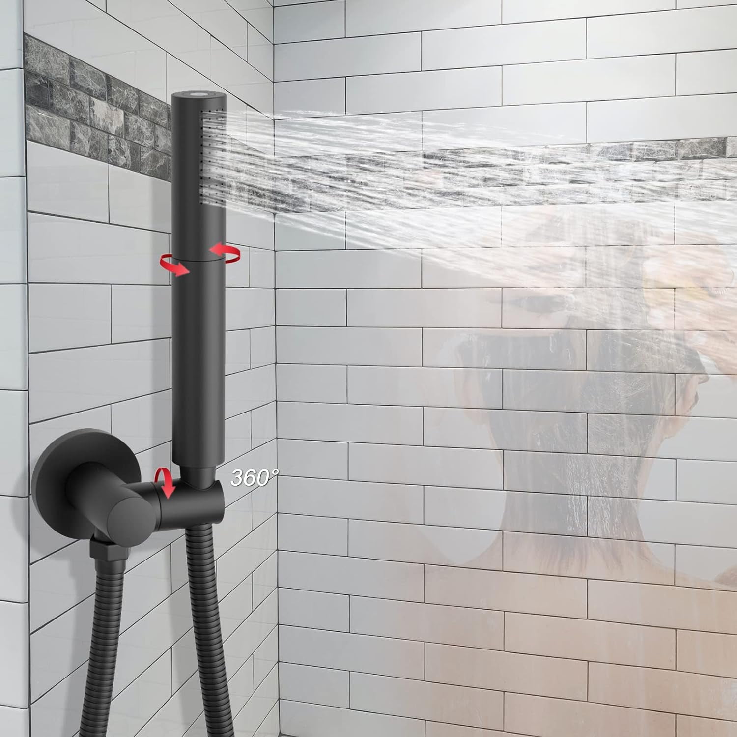 Matte Black Shower Wand High Flow 7 Inch Shower Head High Pressure ...